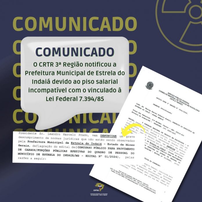 O CRTR 3ª Região notificou a Prefeitura Municipal de Estrela do Indaiá | CRTR-MG